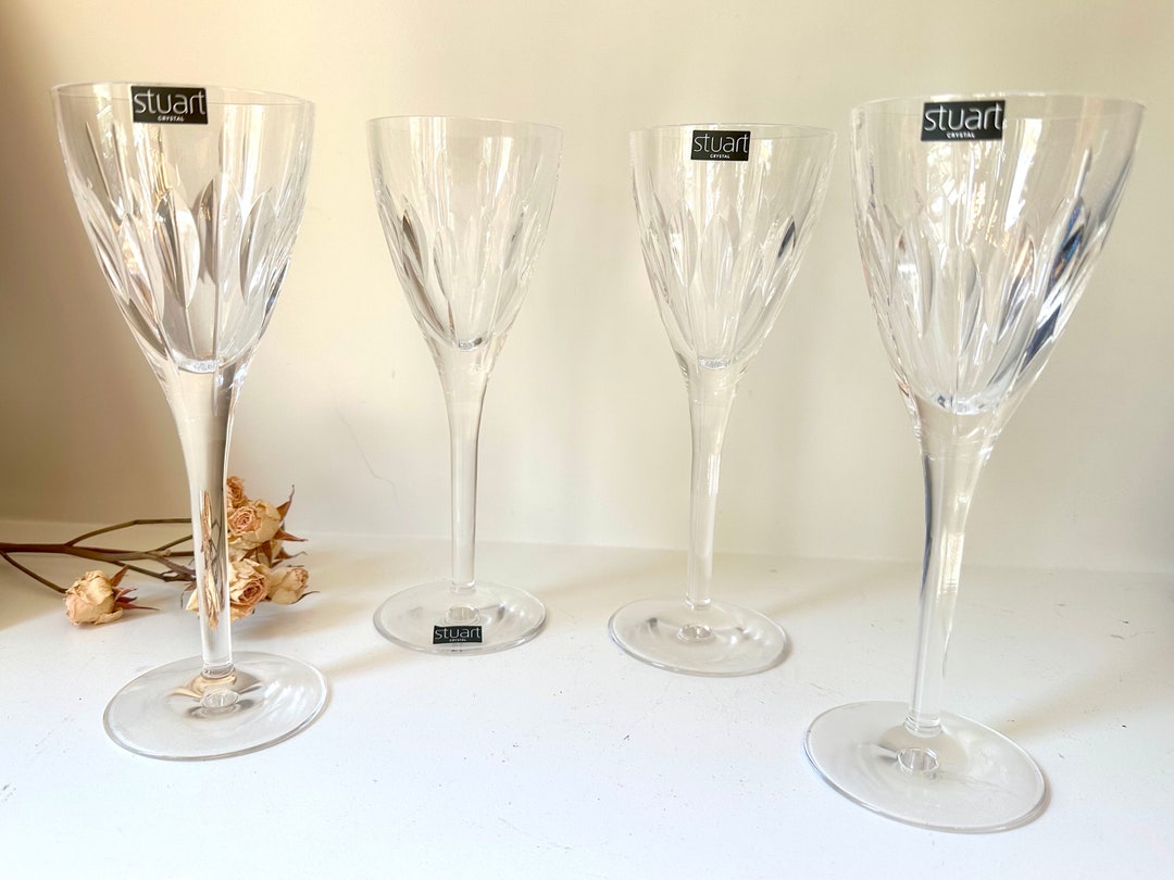 Set of Four Litchfield by Stuart Clear Cut Lead Crystal Large Claret ...