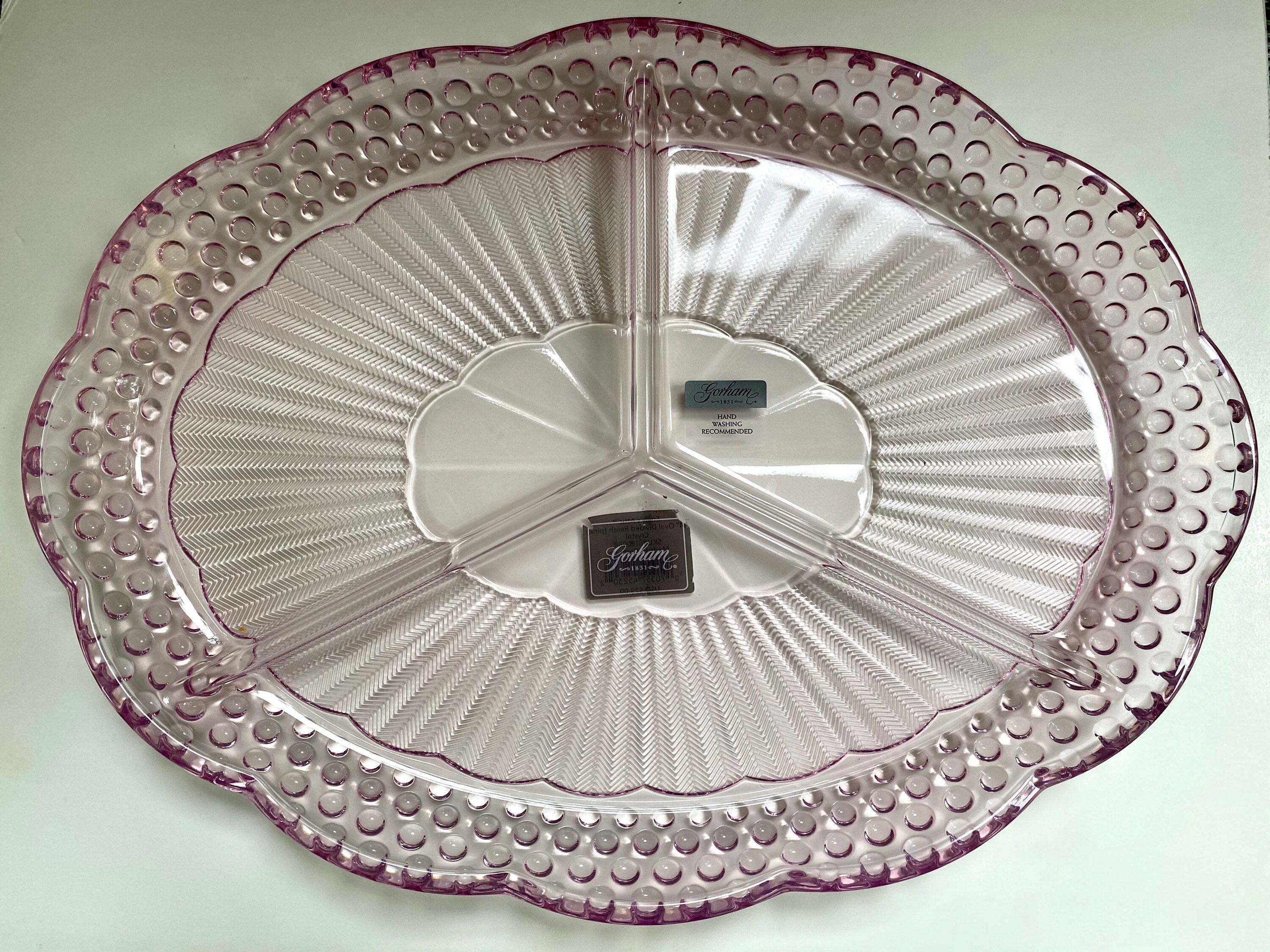 Gorham Emilys Attic Pink Hobnail Oval 3 Part Divided Relish | Etsy