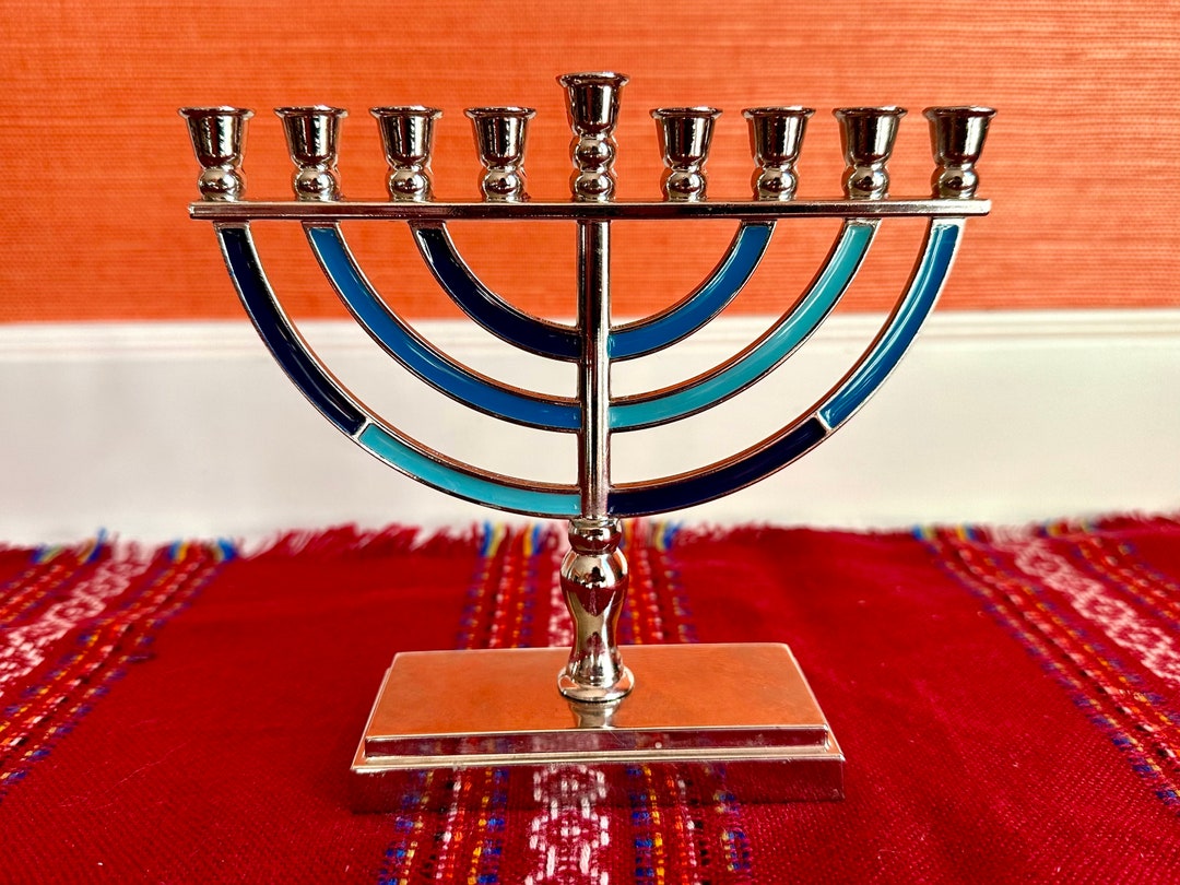 Hanukkah Menorah Footed Judaica Jewish Holiday Candelabra Religious ...