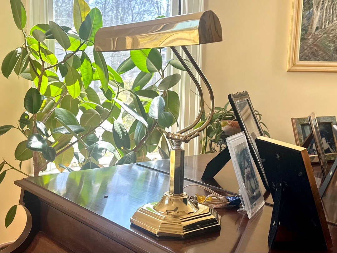 Vintage Brass Hinged Adjustable Desk Piano Banker's Lamp Cool Retro 2 ...