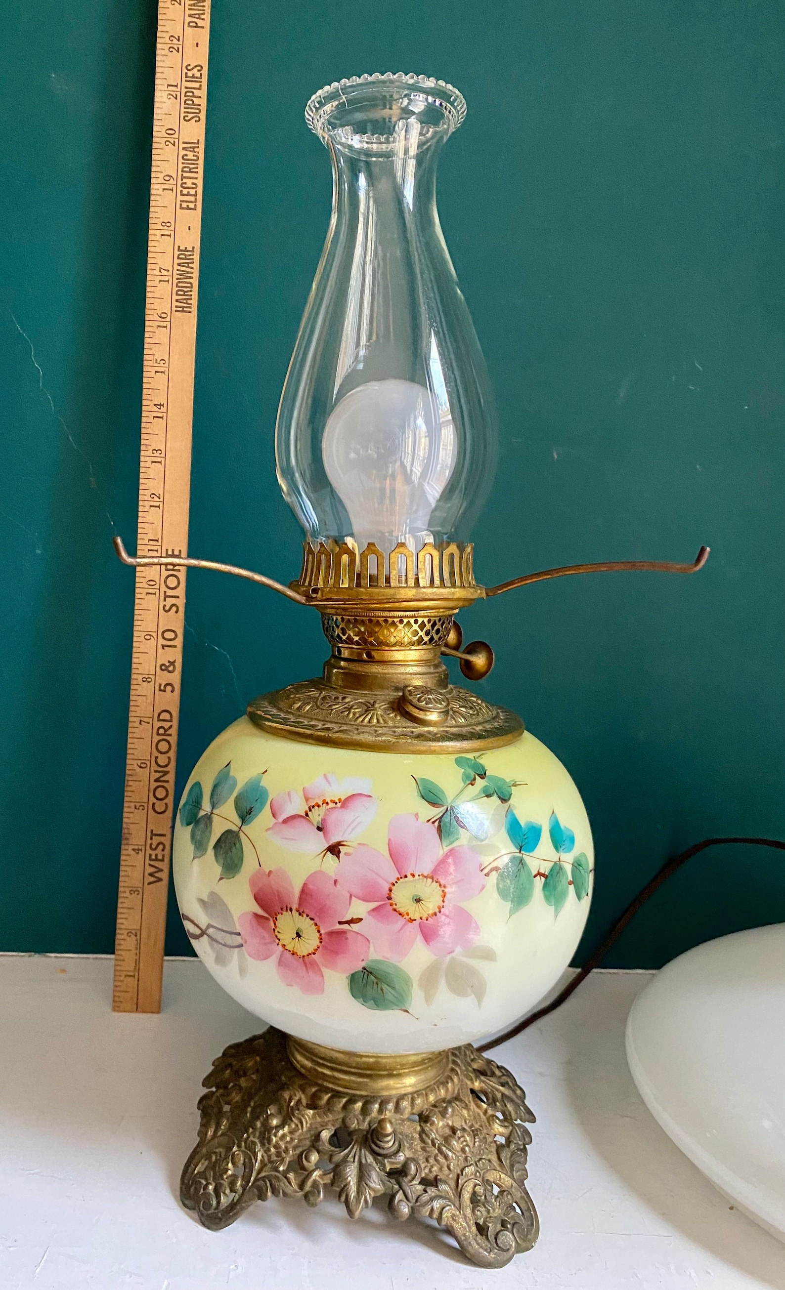 Antique E. M. & Co Apollo Duplex Oil Lamp Converted to Electric ...