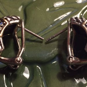 Classy Designer Two-tone Earrings With Clear Gemstones and Omega Back ...