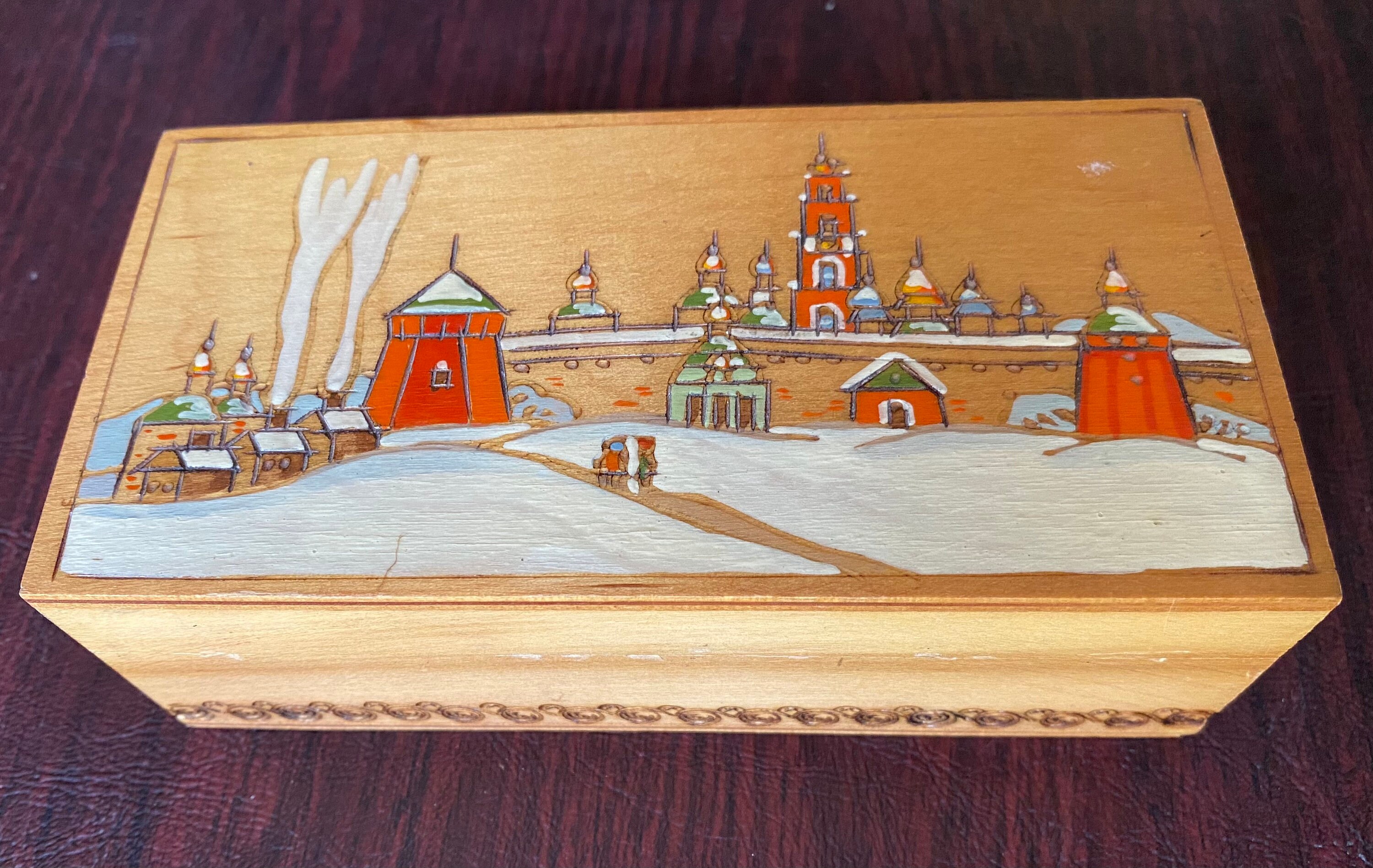 Vintage Russian Soviet Hinged Wooden Jewelry Trinket Box Hand - Etsy