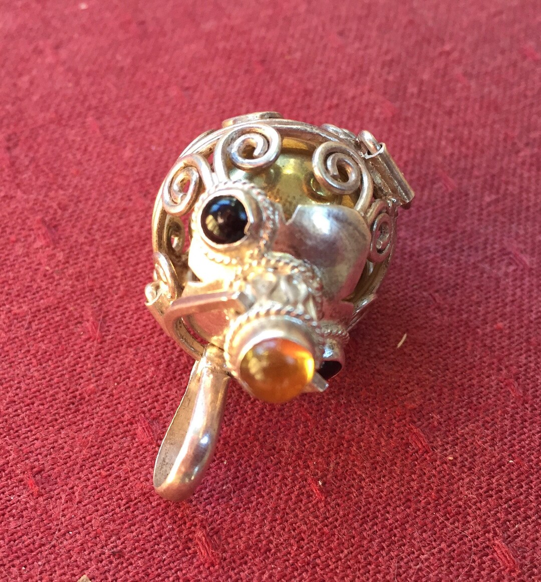 Sterling Silver Bali Harmony Ball With Gemstones Bola - Etsy