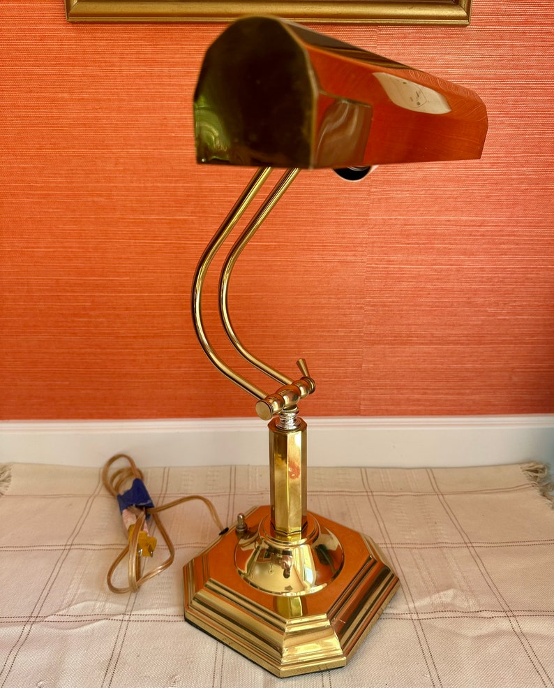 Vintage Brass Hinged Adjustable Desk Piano Banker's Lamp Cool Retro 2 ...