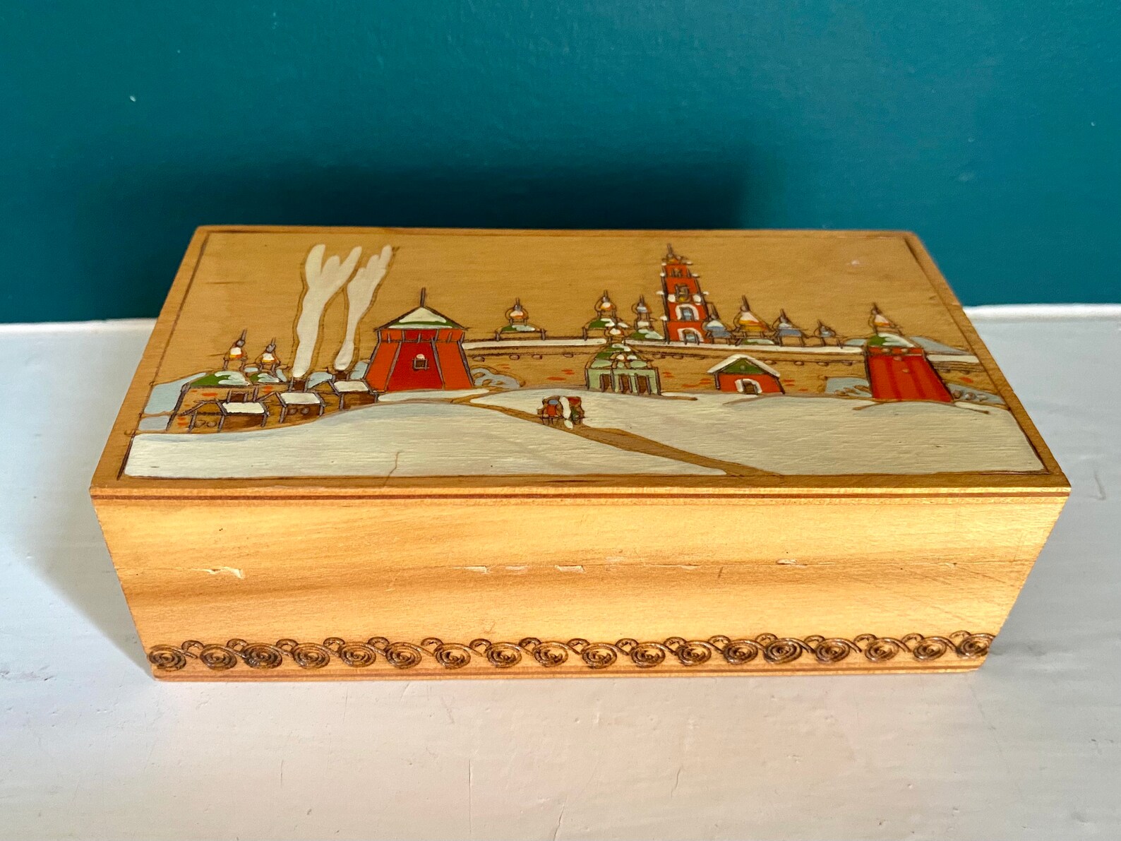 Vintage Russian Soviet Hinged Wooden Jewelry Trinket Box Hand - Etsy