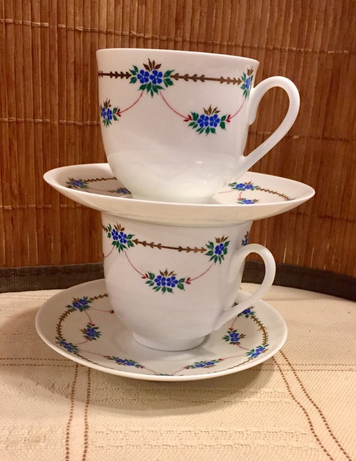 2 Russian Soviet Tea Coffee Sets by Lomonosov Fine Bone | Etsy