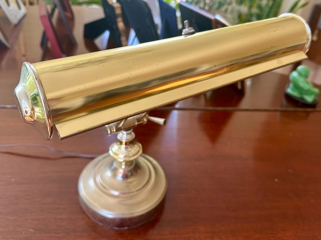 Vintage Brass Double Hinged Adjustable Banker’s Lamp Desk Piano Lamp ...