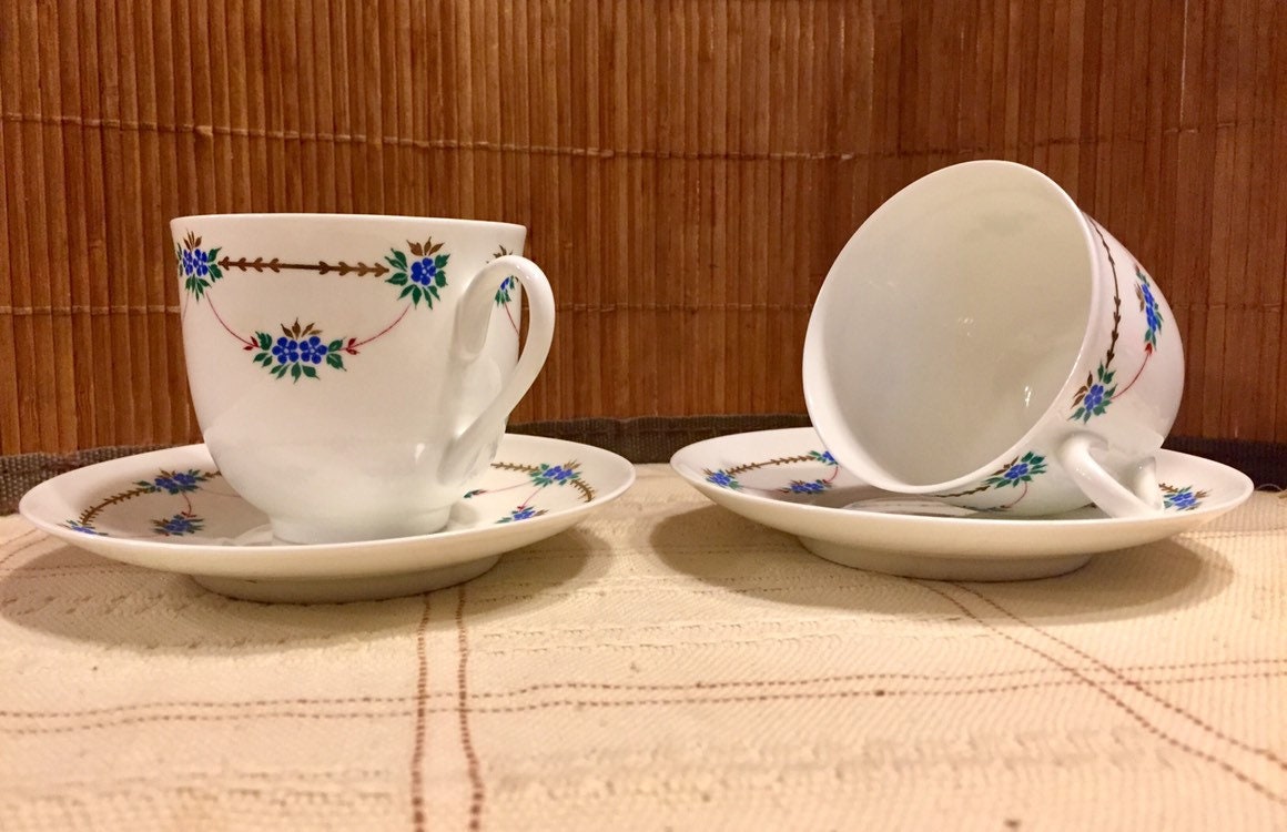 2 Russian Soviet Tea Coffee Sets by Lomonosov Fine Bone | Etsy