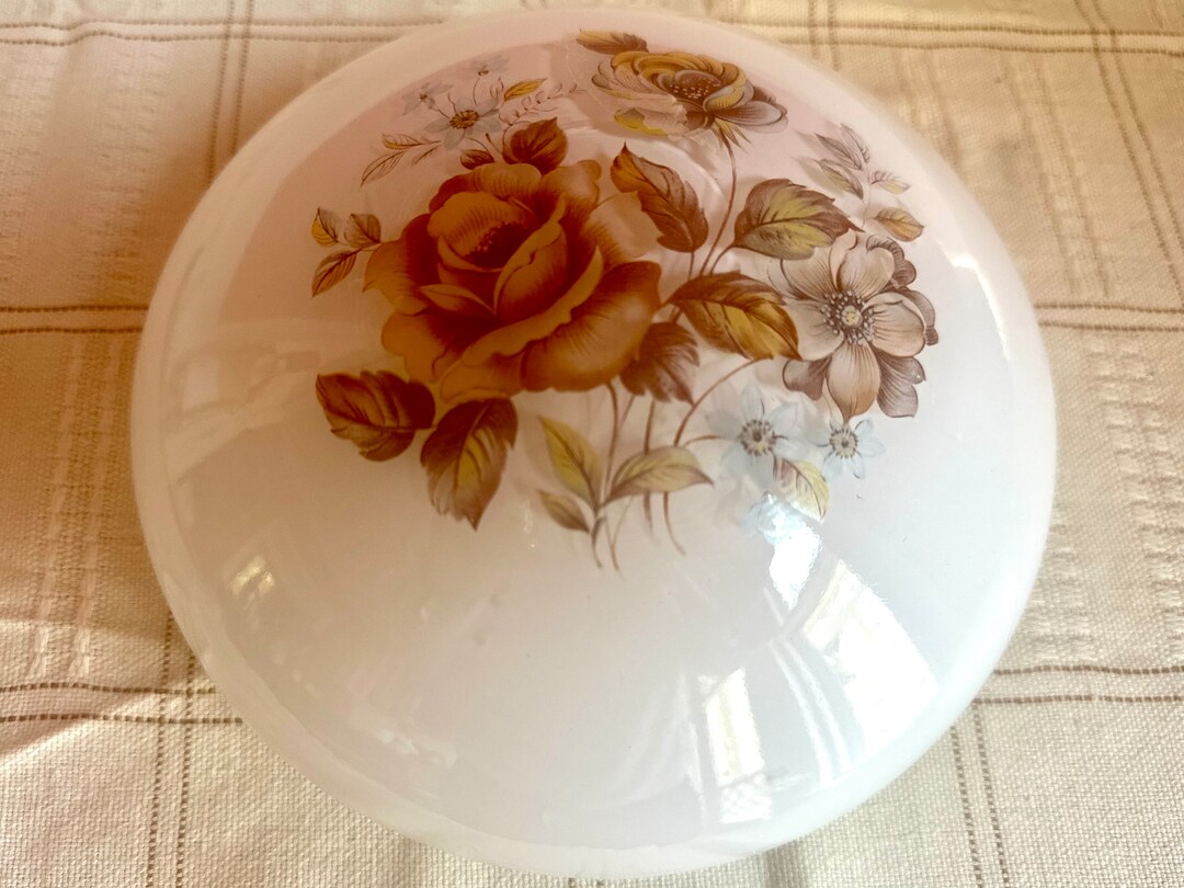 Vintage Opaline Milk Glass With Flowers Gold Rose Pattern Lampshade ...