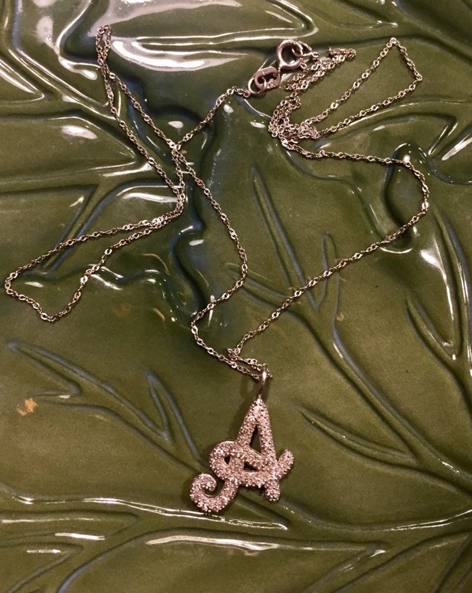 White 14K Solid Gold and Diamonds Initial Letter A in Cursive - Etsy