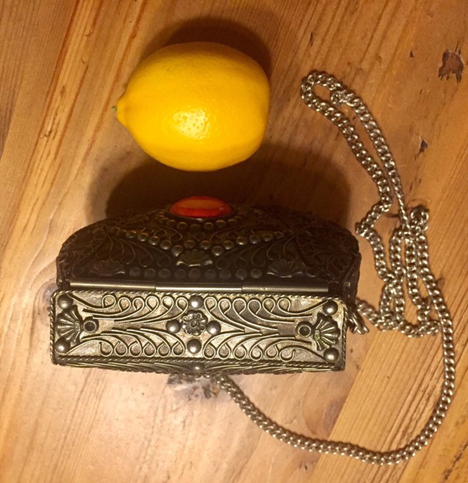 Vintage Handmade Sajai Indian Metal and Genuine Agate Gemstone Purse ...