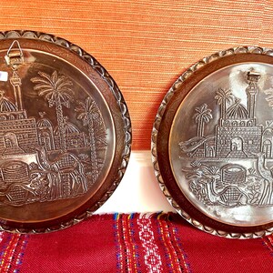 2 Embossed Copper Identical Wall Plates Israel Judaica Design Wall ...