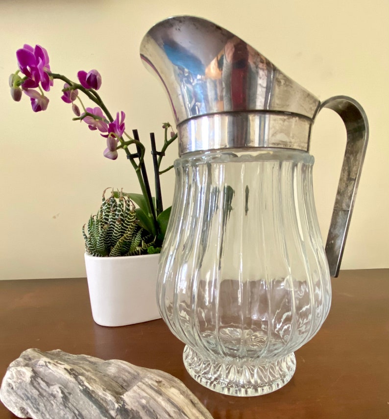 Crystal Pitcher With Removable Silver Plate Pourer, Godinger Crystal ...