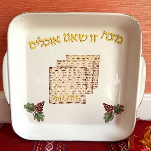 Vintage Passover Tray Hebrew Matzah Plate, Jewish Holiday Tray, Judaica ...