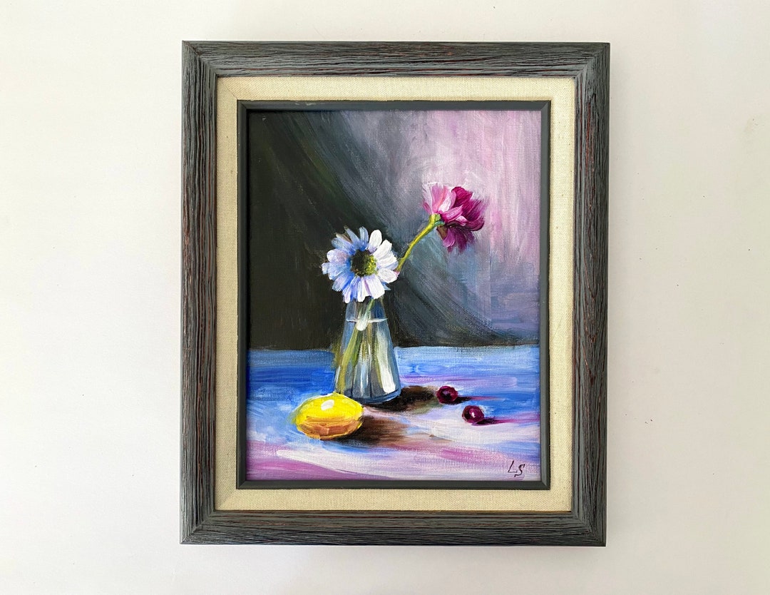 Original Painting “color Study of Flowers and a Lemon” by Lyasya ...