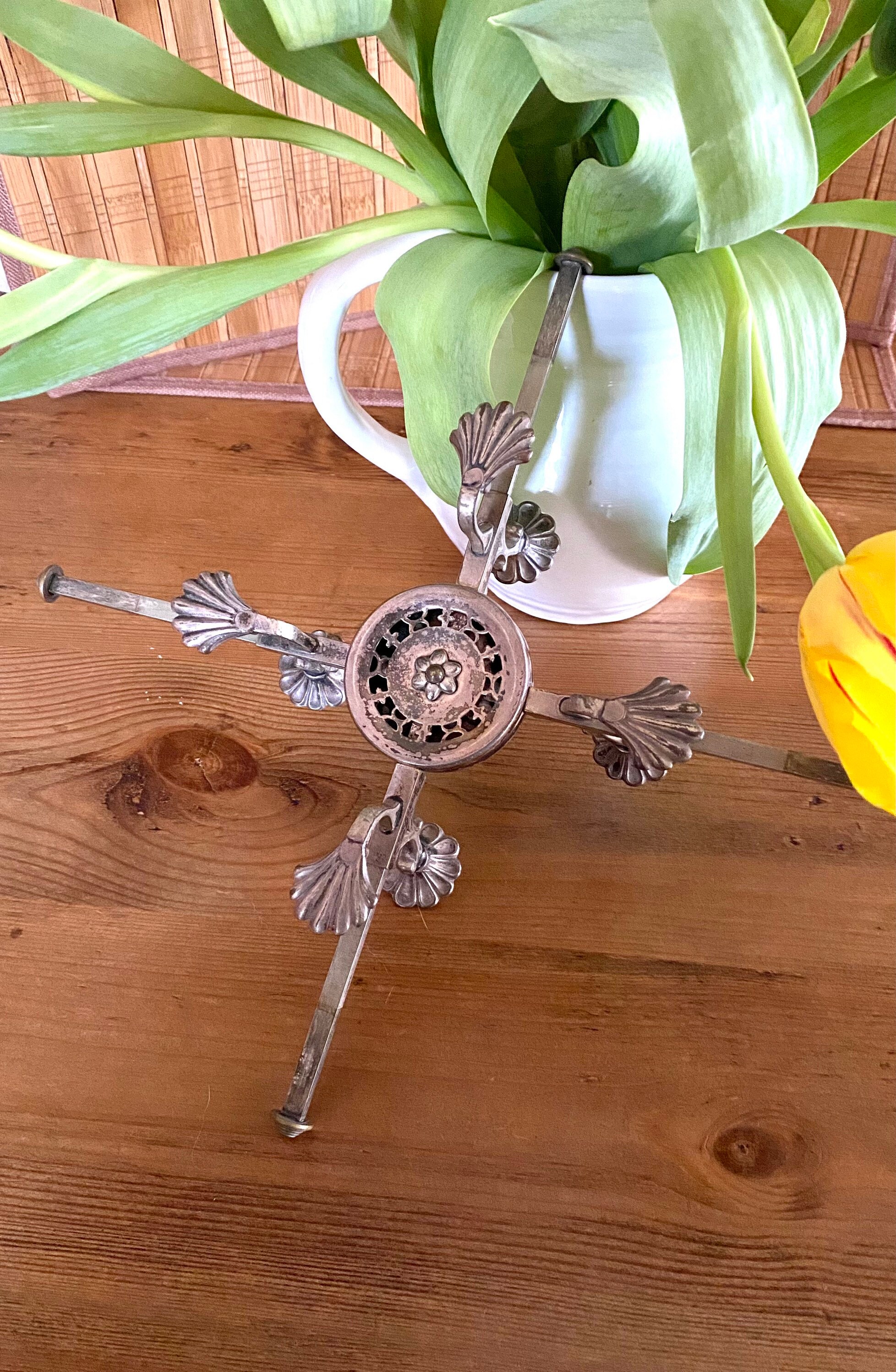 Antique Silver Plated Dish Cross Silver Trivet Adjustable - Etsy