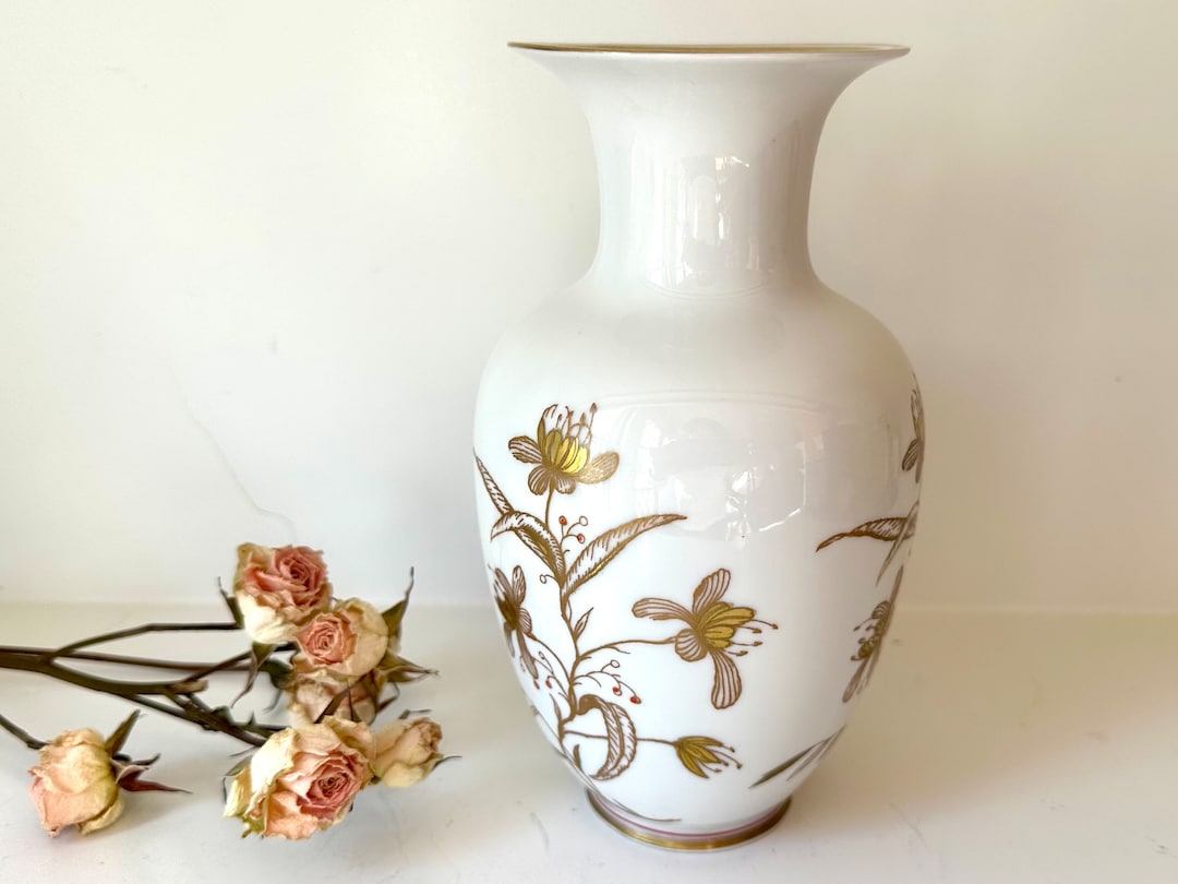 Reichenbach Porcelain White and Gold Vase Made in Germany, Rare Mark ...
