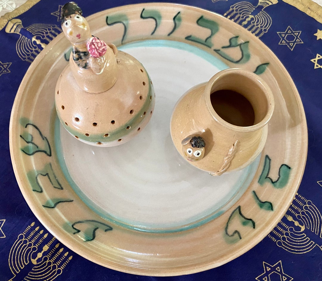Reserved for Estelle: Havdalah Set Ceramic Hebrew Judaica Irene ...