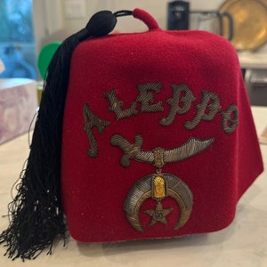 Antique Masonic Shriner’s Fez Hat Masonic Aleppo Tassel With Case Size ...