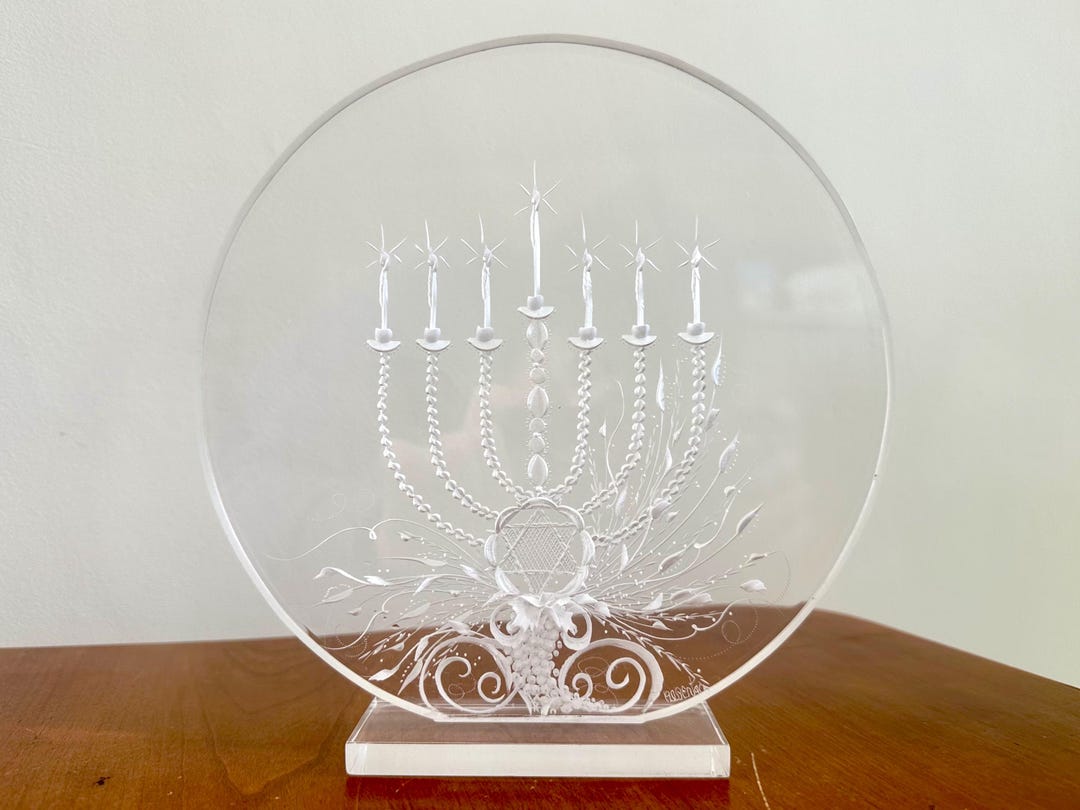 Holographic Plaque Etched With Menorah Signed by the Artist Acrylic ...