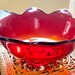 Vintage Rare Fenton 848 Lotus Amberina Ruby Red Orange Glass Set Lotus Console Bowl and Footed ...