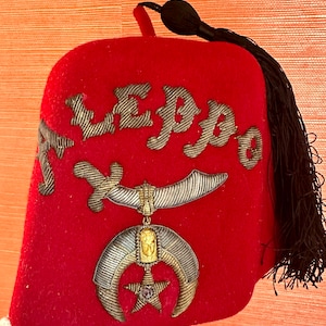 Antique Masonic Shriner’s Fez Hat Masonic Aleppo Tassel With Case Size ...