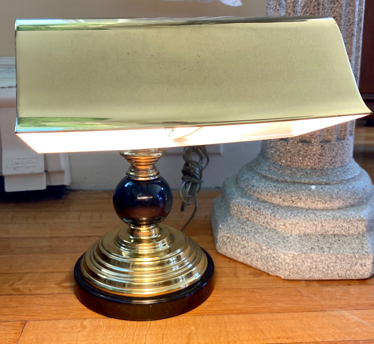 Vintage Brass and Black Marble Hinged Adjustable Banker’s Lamp Desk ...