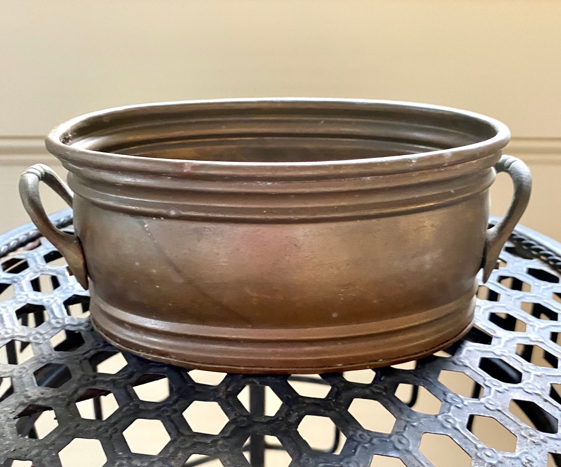 Hand Made Copper Pot With Handles Cachepot Planter Seashell - Etsy