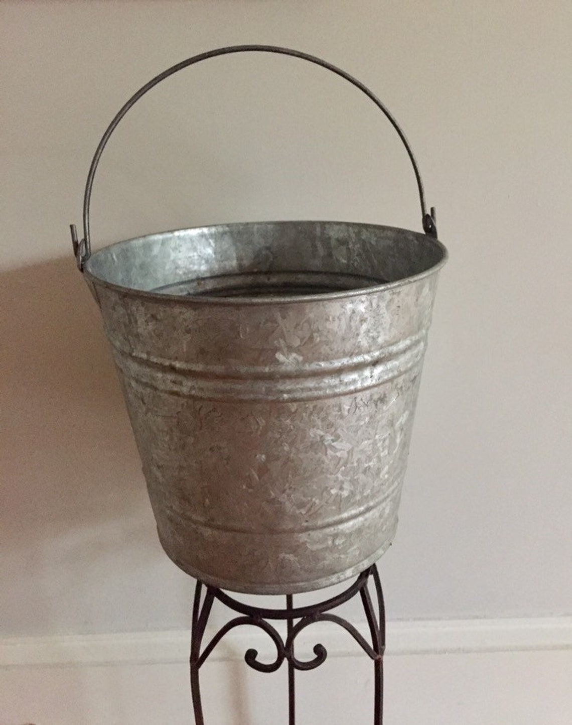 Rustic Russian Soviet Era Galvanized Zinc Pail Bucket With Handle ...