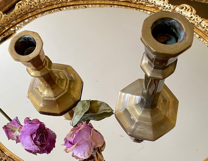 A Beautiful Pair of Vintage Solid Brass Candle Holders Candlesticks ...