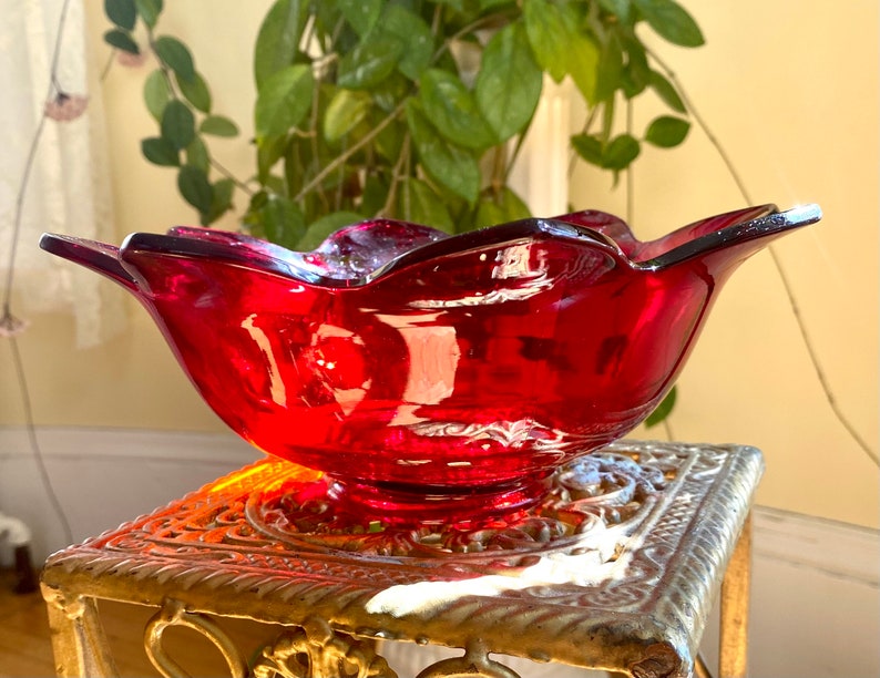 Vintage Rare Fenton 848 Lotus Amberina Ruby Red Orange Glass - Etsy
