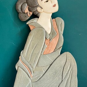 Geisha Natural Stone Wall Plaque Relief, Artist Signed, Large Stunning ...