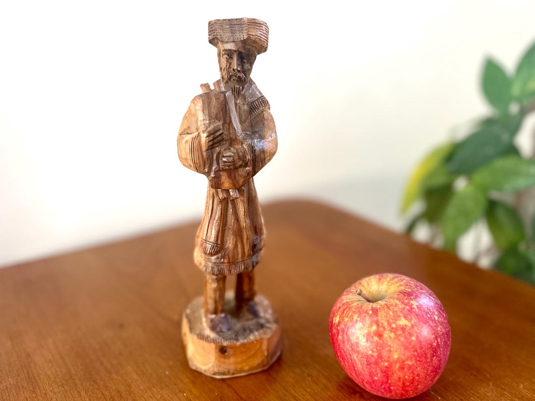 Vintage Hand Carved Olive Wood Moses With Tablets Figurine Statue Made ...
