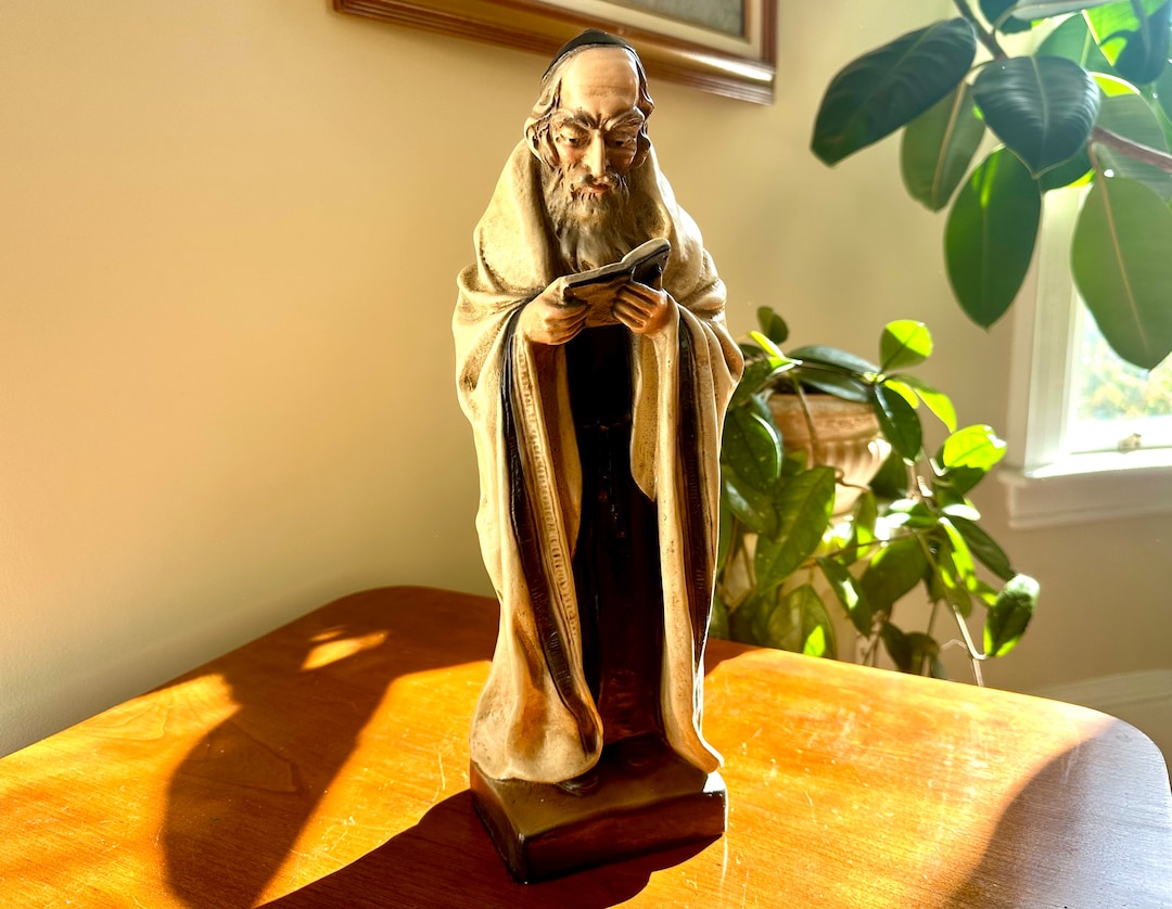 Large Jewish Rabbi Statue Chalkware Religious Gift Decor Vintage ...