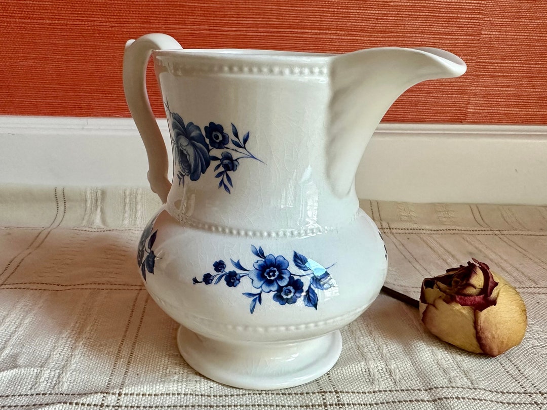 Vintage White and Blue Lord Nelson Pottery Pitcher Jug Exquisite Made ...