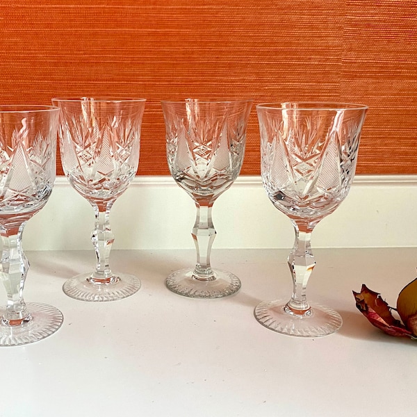 Antique Cut Crystal Wine Glasses - Etsy
