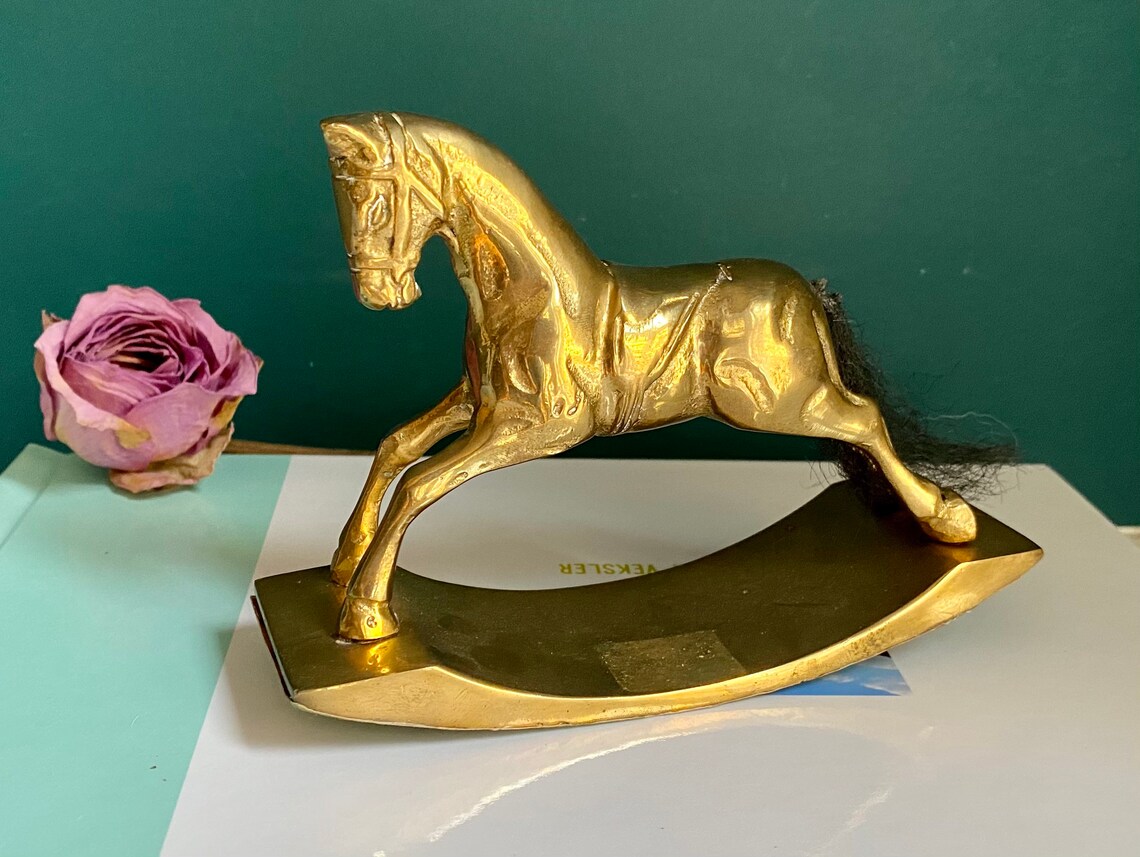 1960s Brass Rocking Horse Paperweight Desk Decor JA35 - Etsy