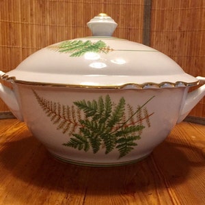 Vintage Dulevo Kuznetsov Factory Large Soup Tureen Fall Colors Fern ...