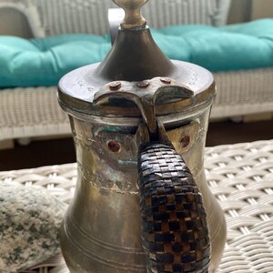 Large Antique Solid Brass Syrian Turkish Dallah, Exotic Brass Pitcher ...