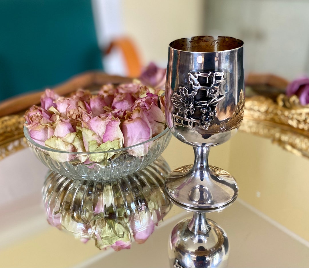Hazorfim Sterling Silver Kiddush Cup 925 Silver Goblet With Wine ...