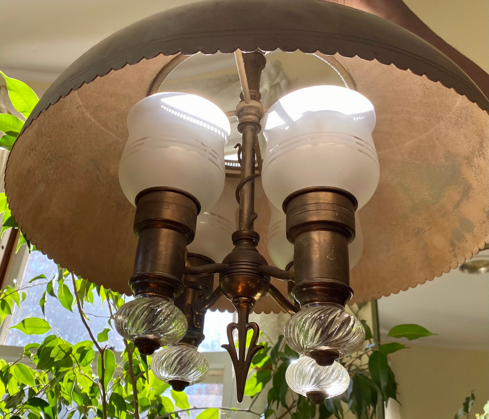 Vintage Glass and Metal Light Fixture Tulip Shades Hanging - Etsy