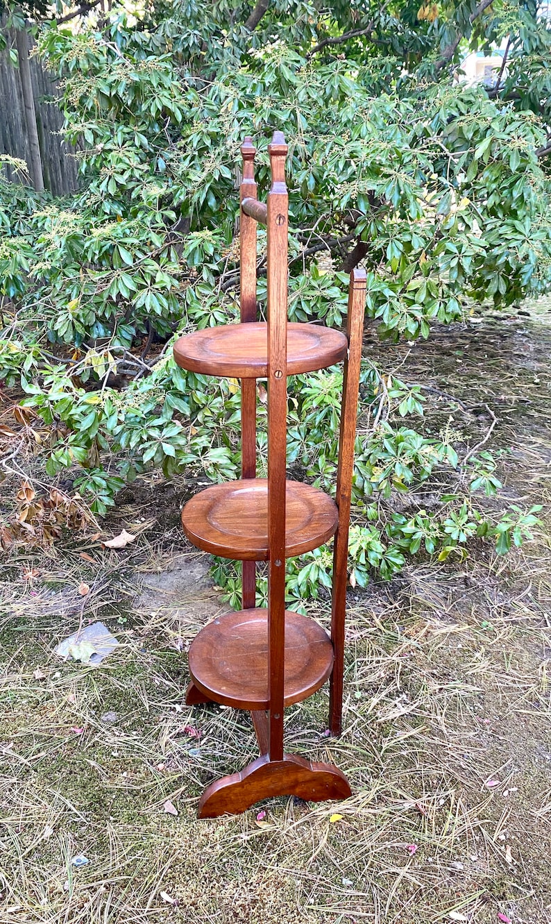 Antique Folding Muffin Stand Cake Stand Three Tier Victorian Tiered ...