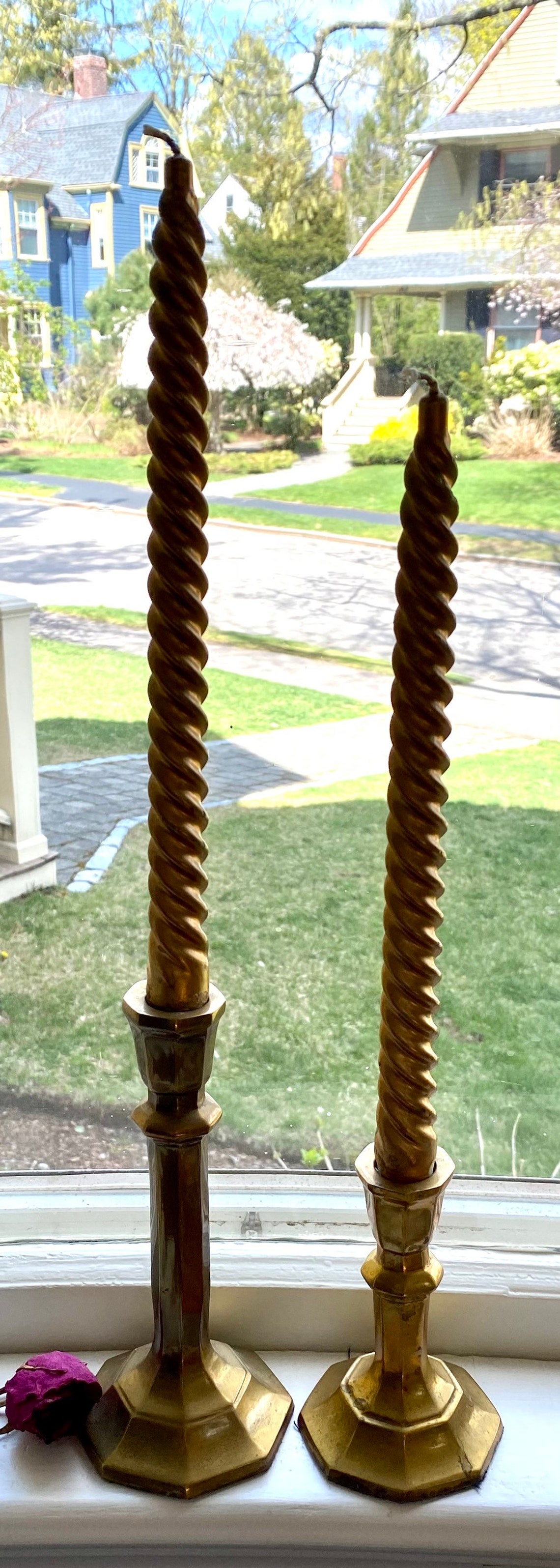 A Beautiful Pair of Vintage Solid Brass Candle Holders | Etsy