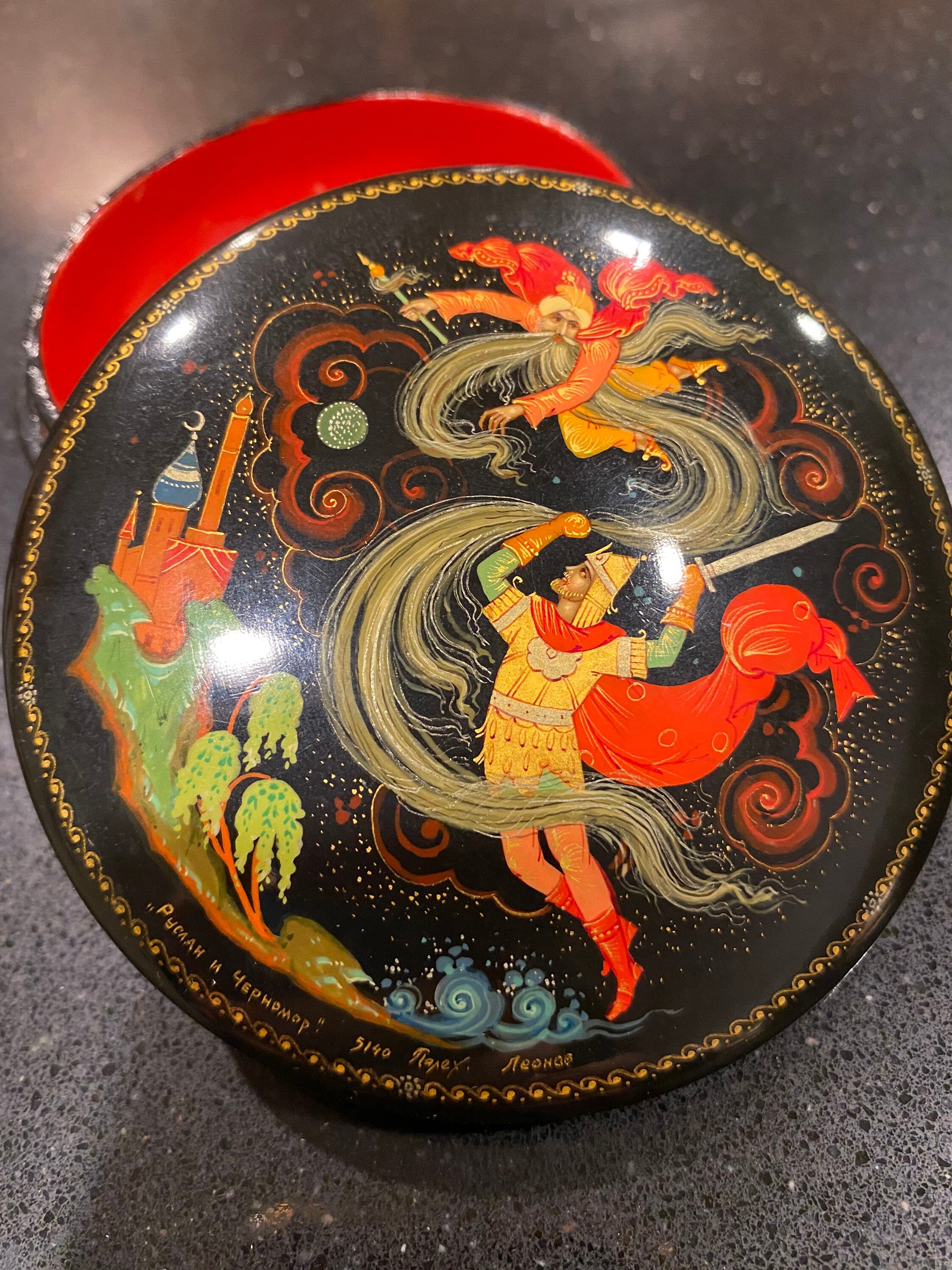 Vintage Russian Lacquer Trinket Box Ruslan And Chernomor | Etsy