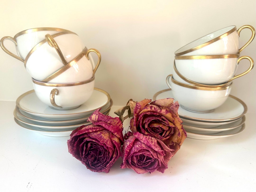 Antique C.ahrenfeldt Limoges France Bone China Set Tea Cups and Saucers ...