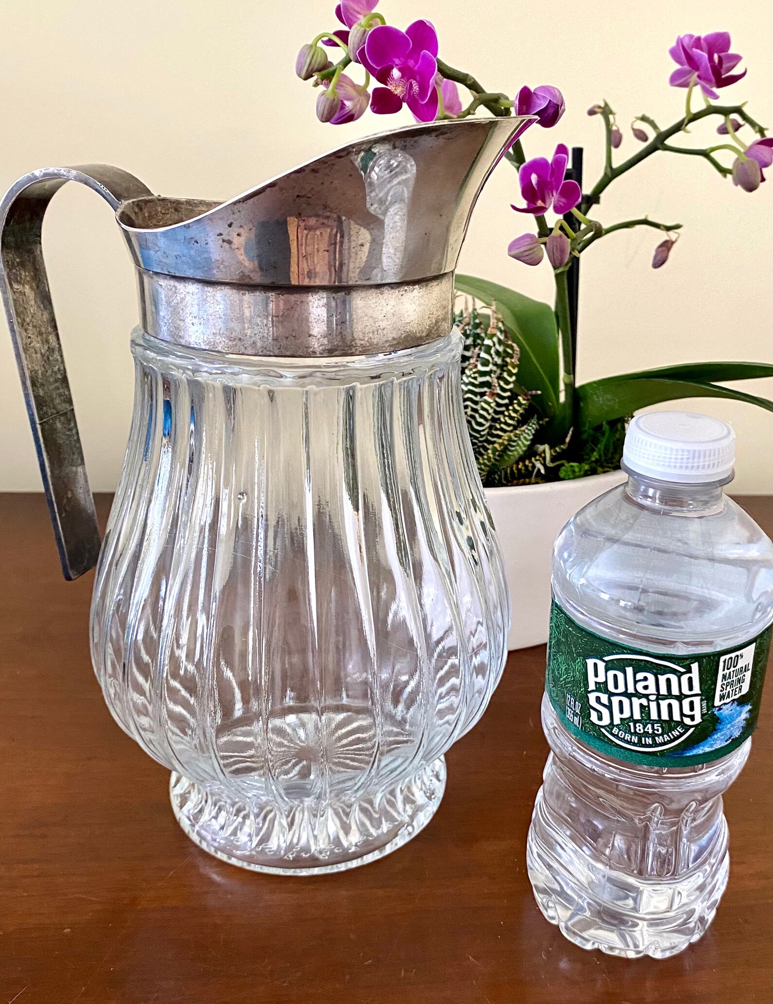 Crystal Pitcher With Removable Silver Plate Pourer, Godinger Crystal ...