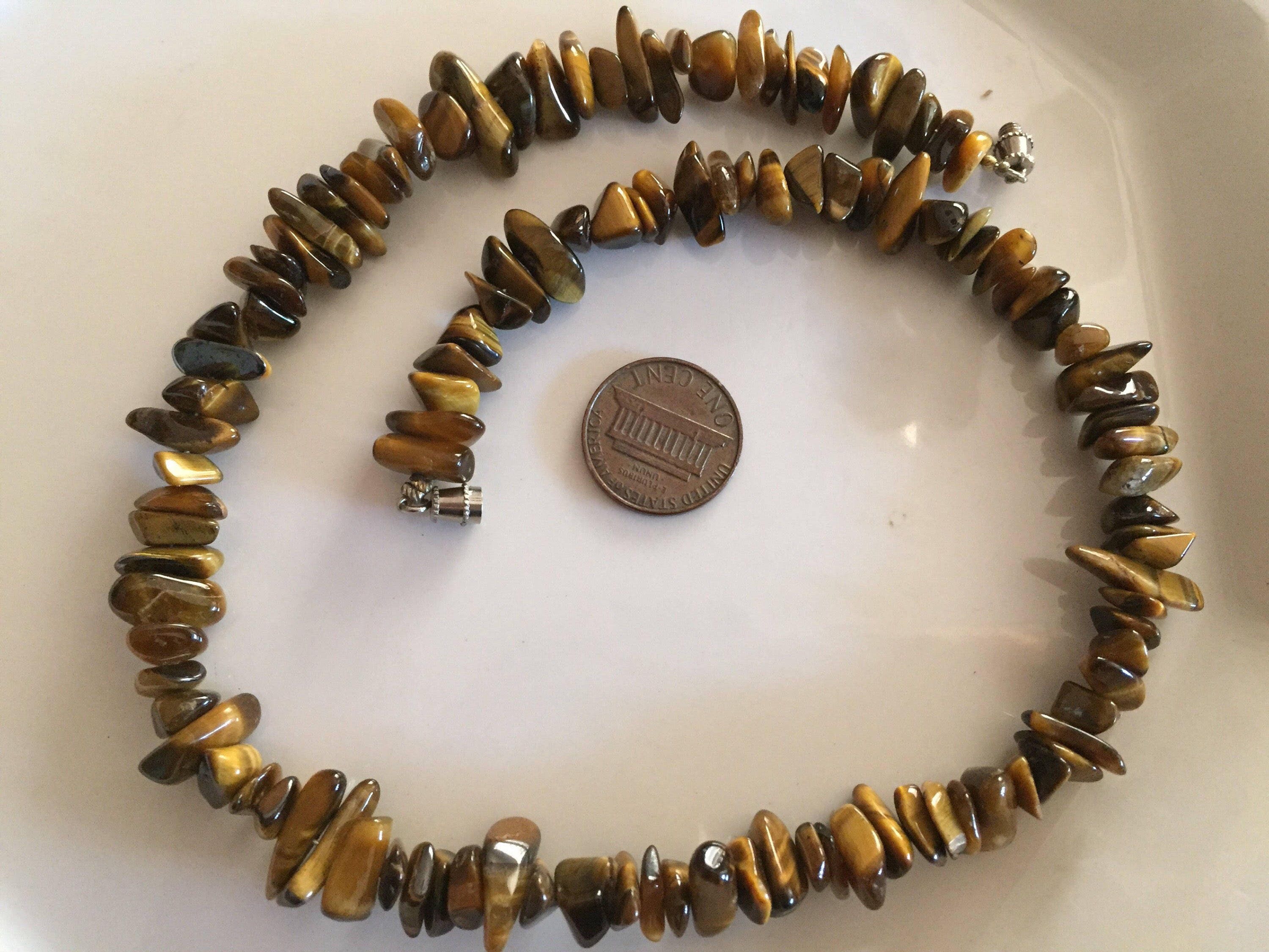 Vintage Tiger's Eye Necklace Polished Natural Medium Size | Etsy