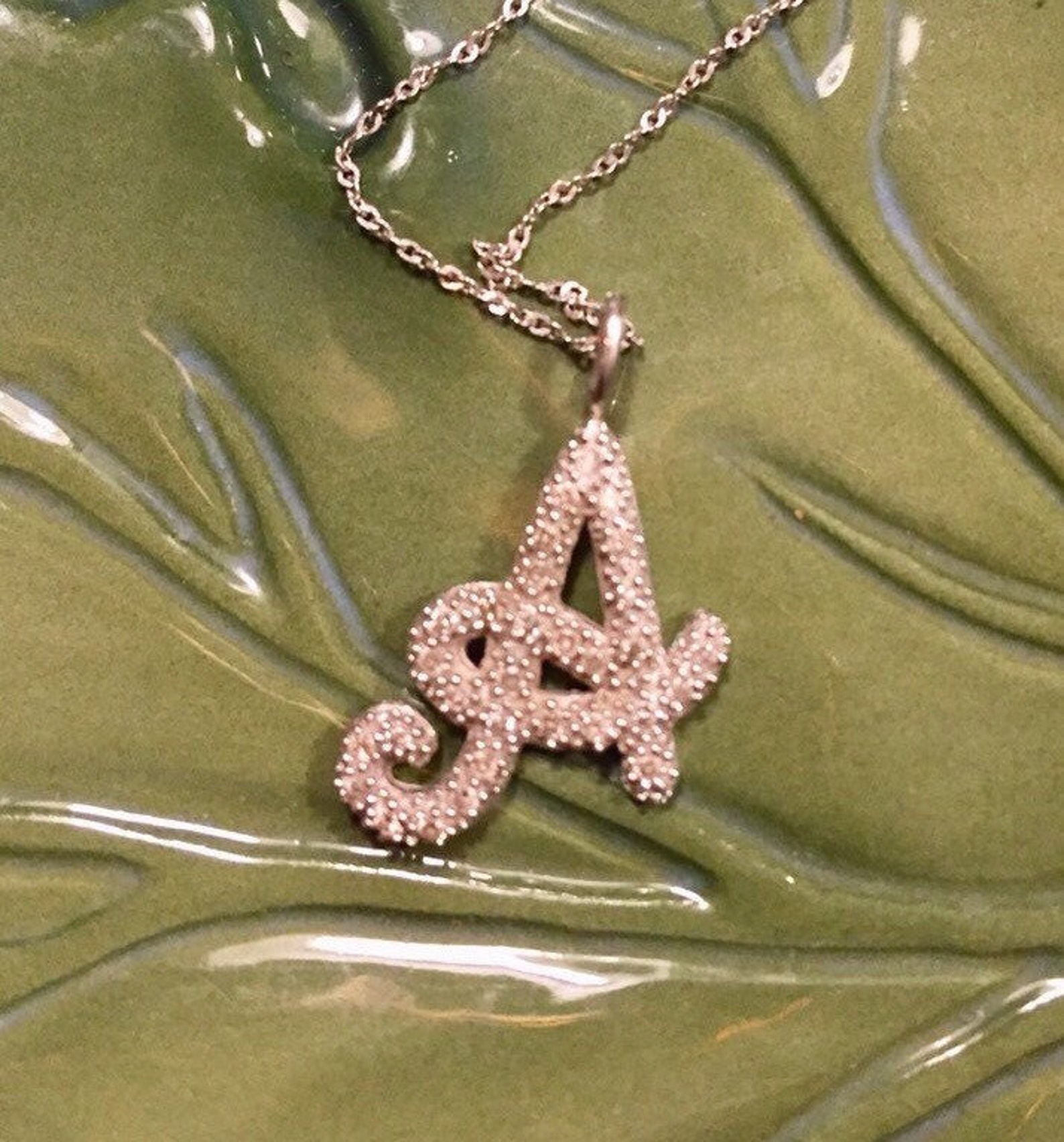 White 14K Solid Gold and Diamonds Initial Letter A in Cursive - Etsy