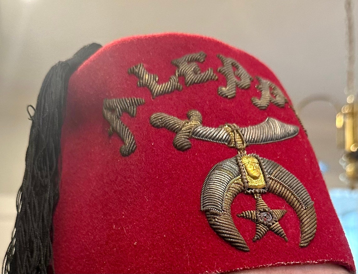 Antique Masonic Shriner’s Fez Hat Masonic Aleppo Tassel With Case Size ...